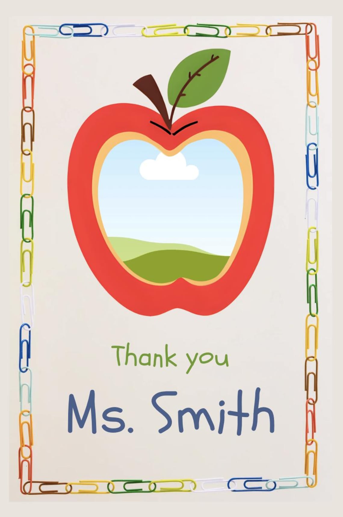 Teacher Appreciation Card Child Photo 4x6 Card Editable Template Photo ...