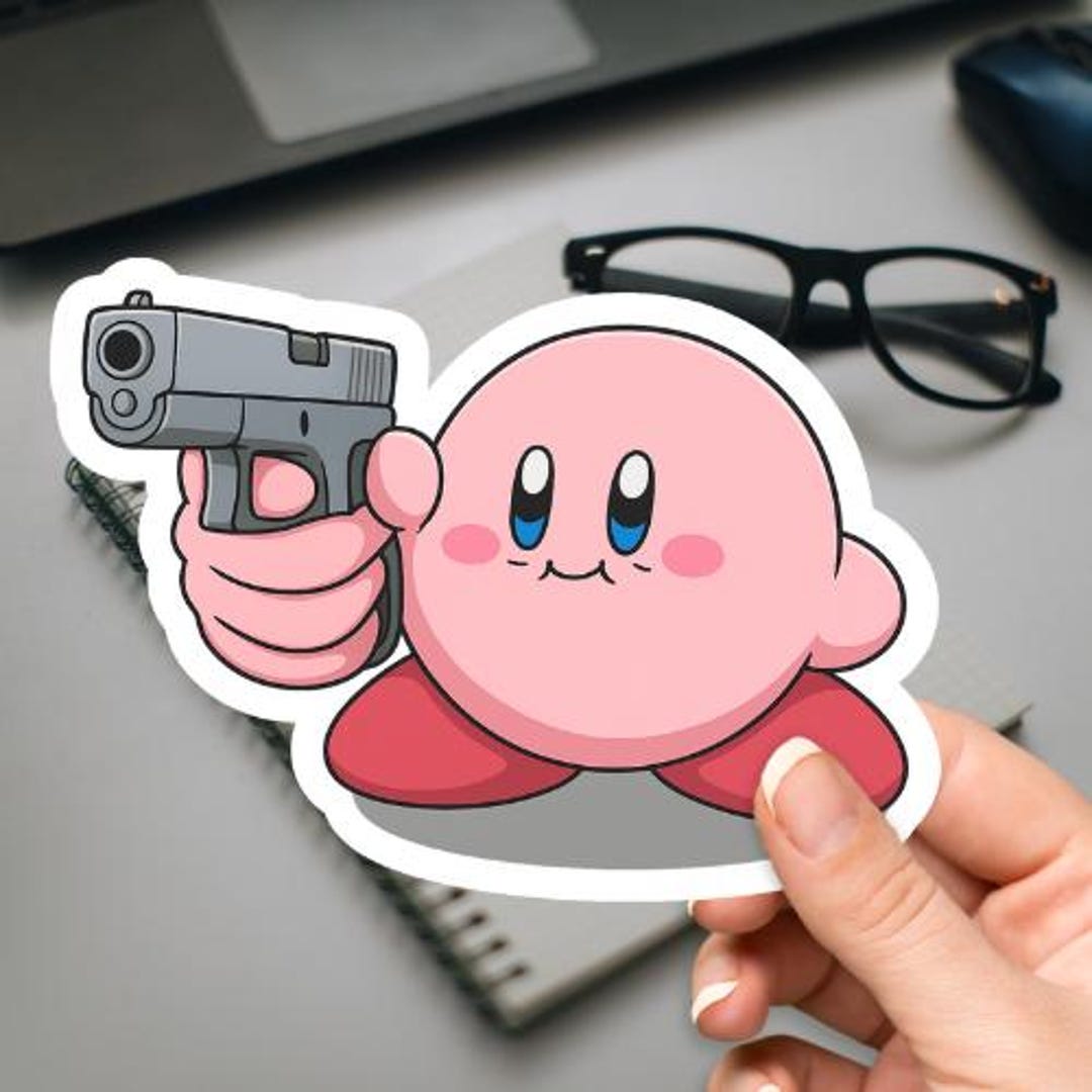 Kirby With Gun Memes Sticker - Etsy