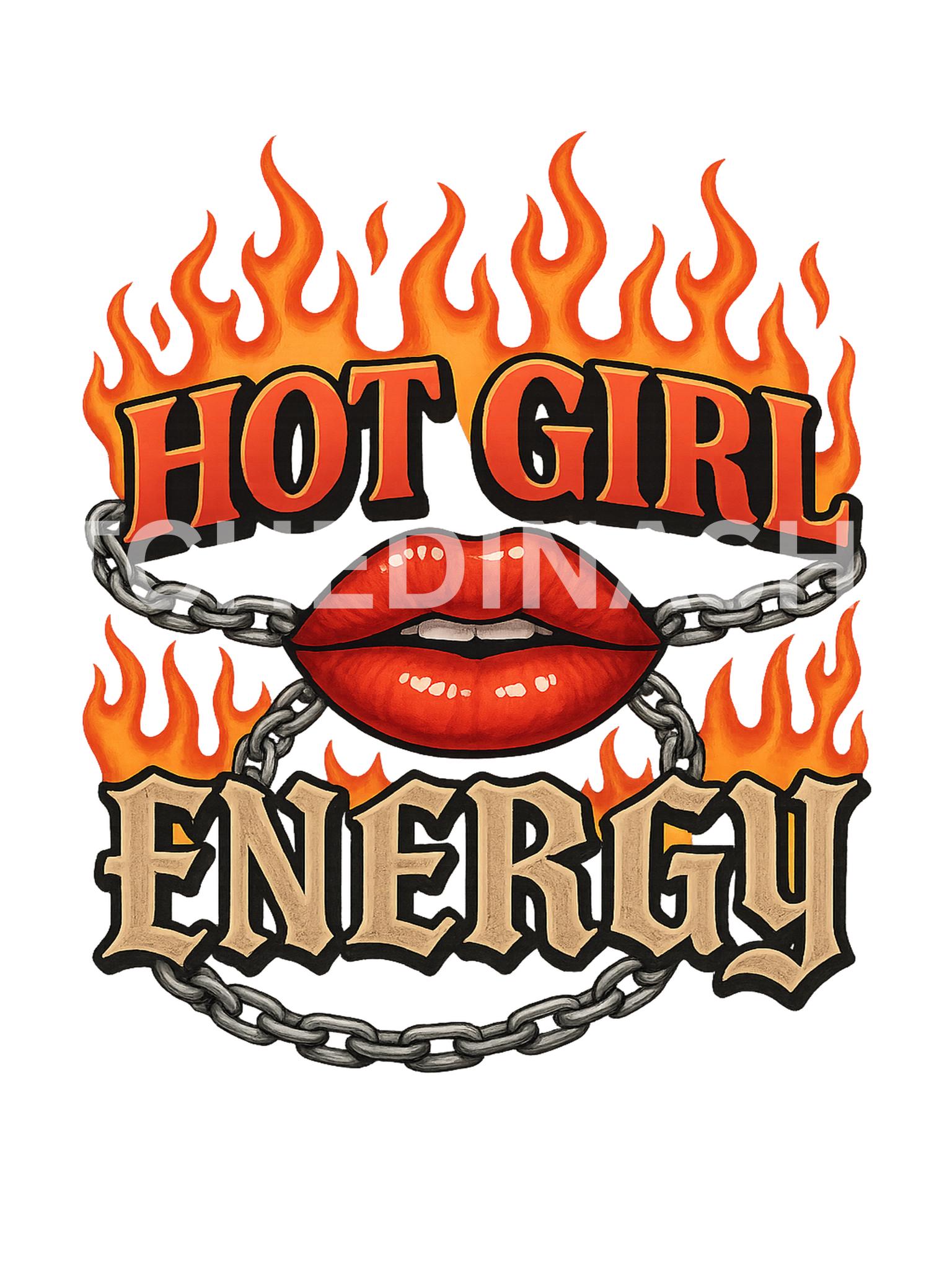 Hot Girl Energy PNG | Flame Lips & Chains Sublimation Design | Baddie ...