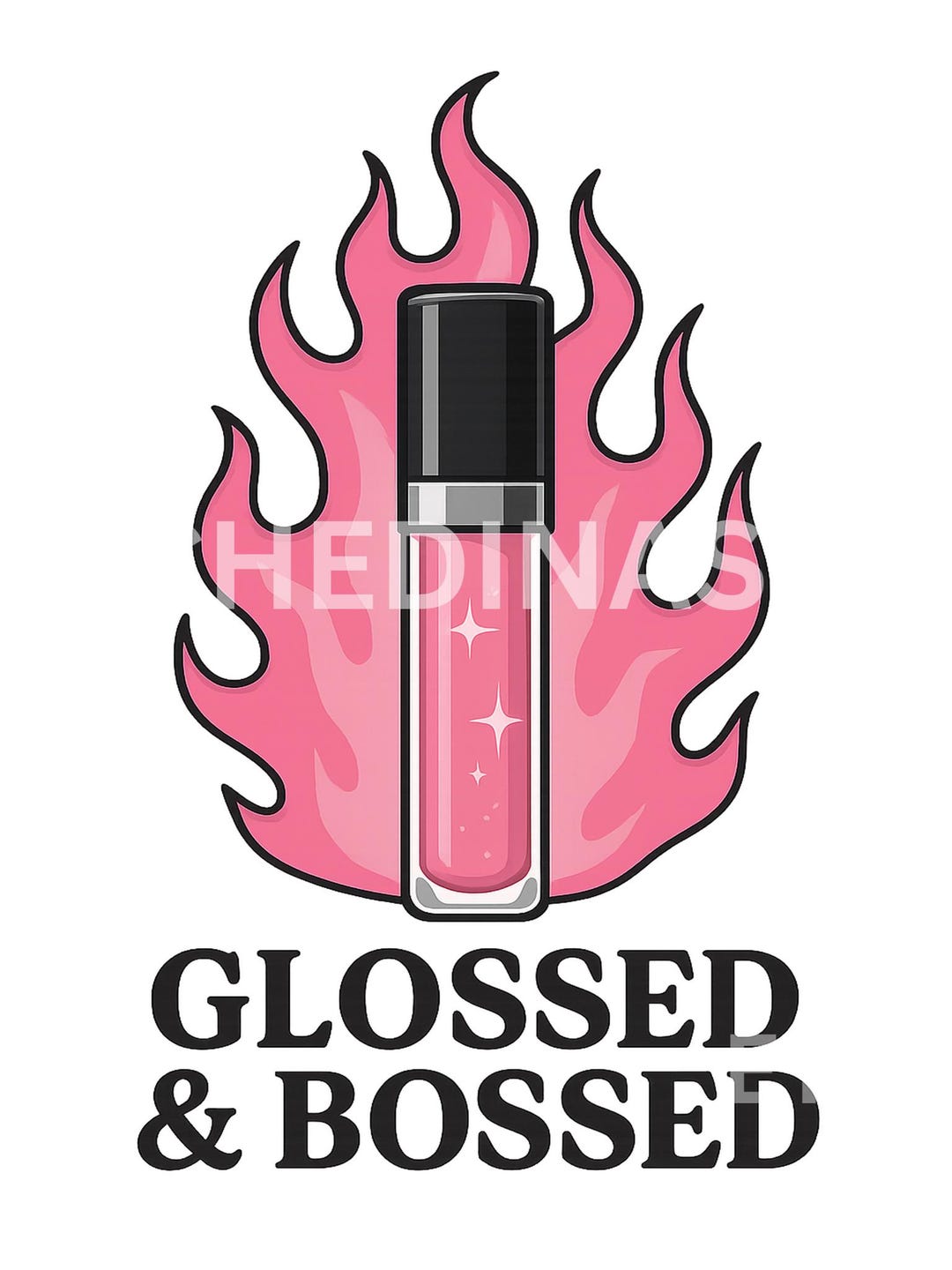 Glossed & Bossed PNG | Pink Flame Lip Gloss Design | Baddie Aesthetic ...
