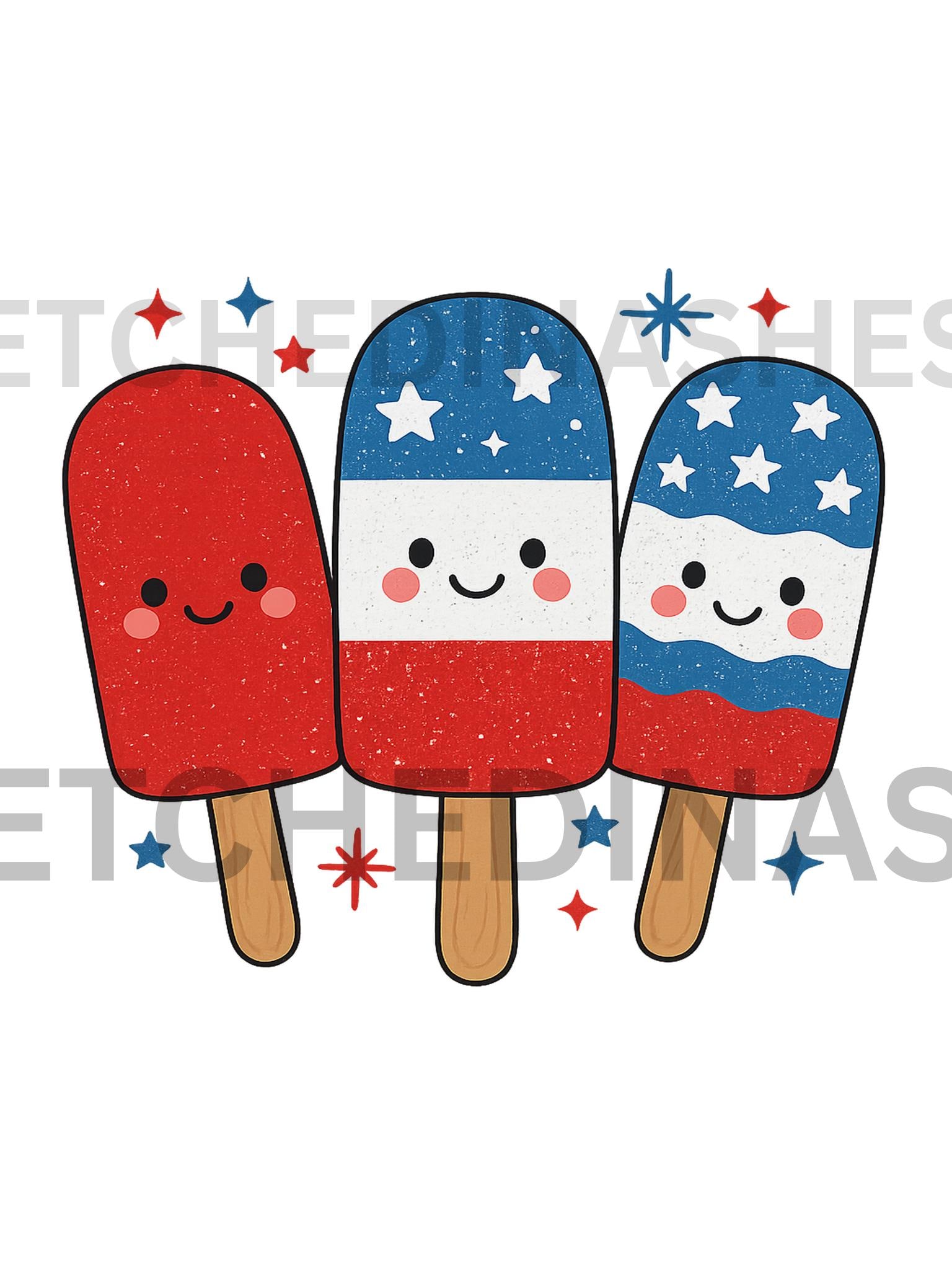 Patriotic Popsicle PNG | 4th of July Red White Blue Kawaii Design ...