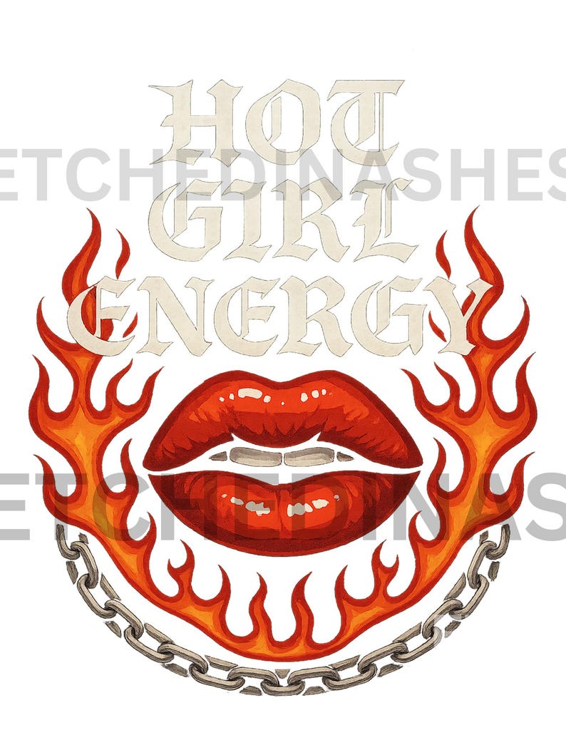 Hot Girl Energy PNG | Gothic Flame Lips Sublimation Design | Baddie ...