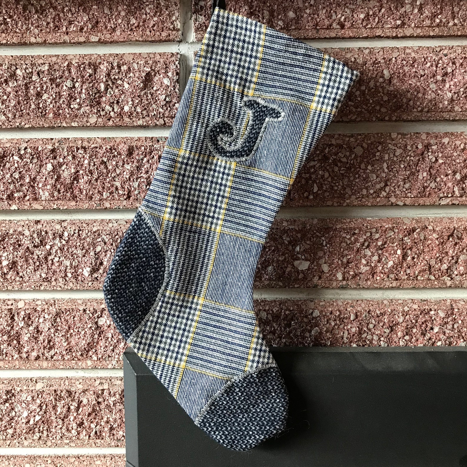 1 Small Stocking Personalized J Monogram Christmas Stocking, Handsome ...