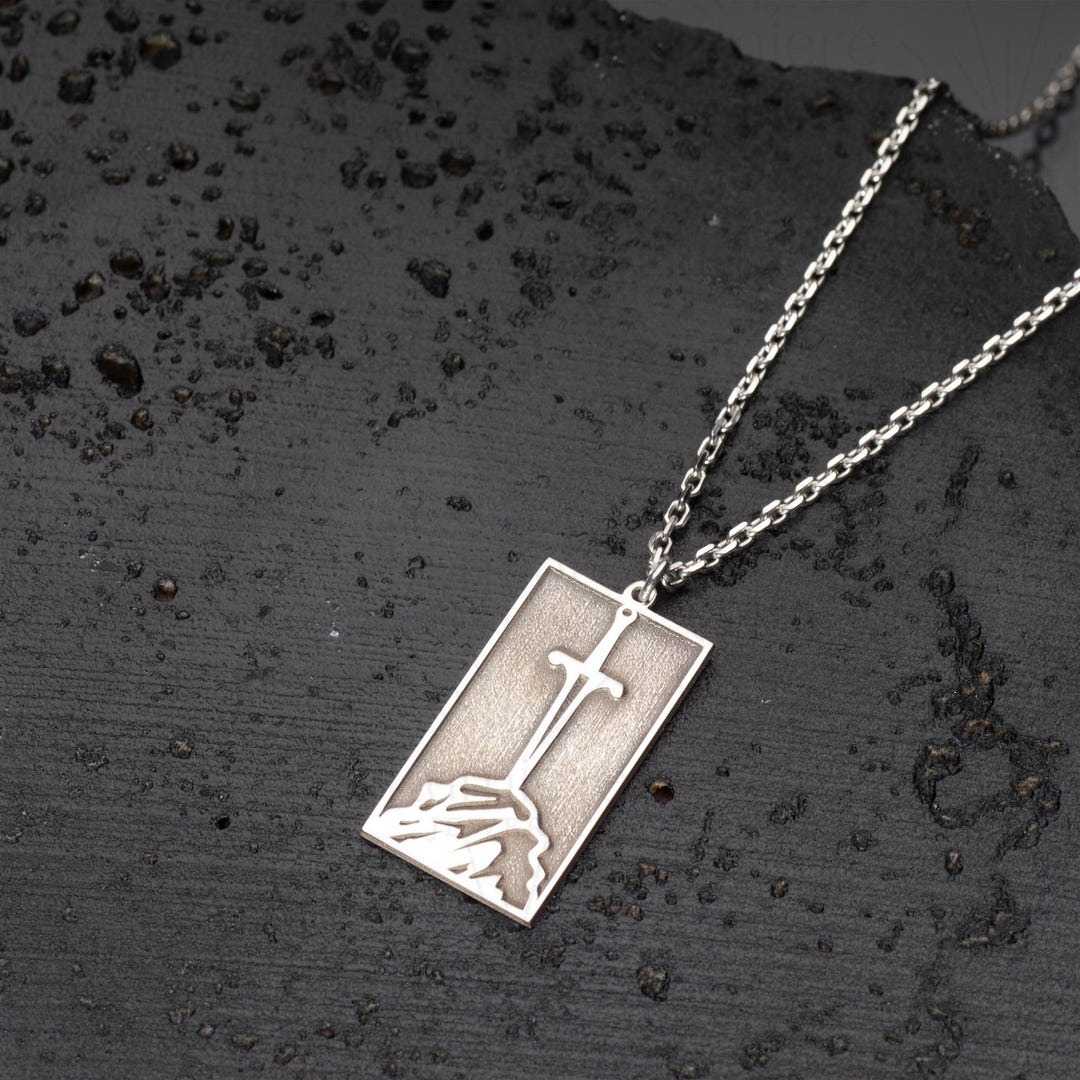 Excalibur Silver Men’s Necklace - Legendary Sword Design, Handmade ...