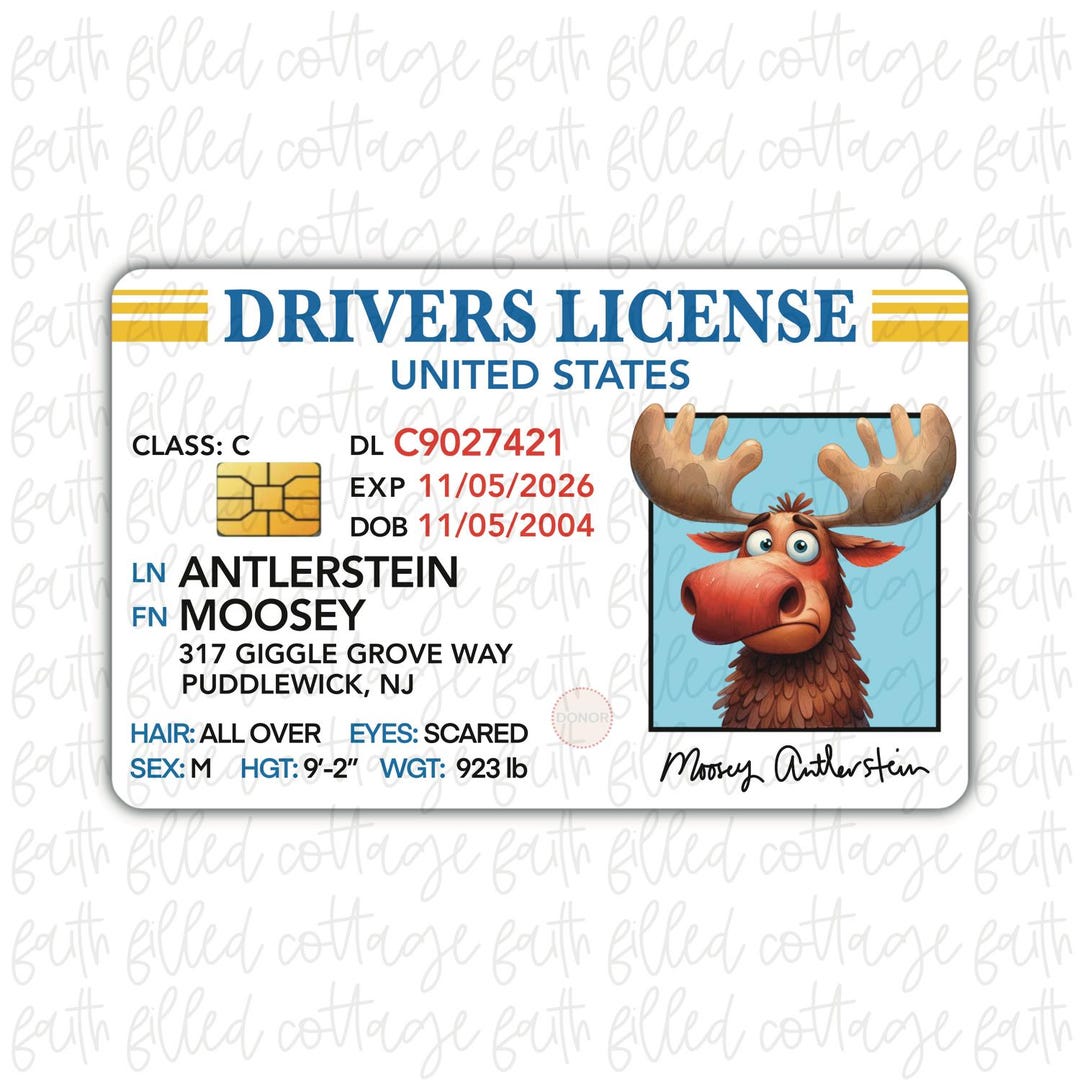 Funny Drivers License - Drivers License, Debit Card Skin, Debit Card ...