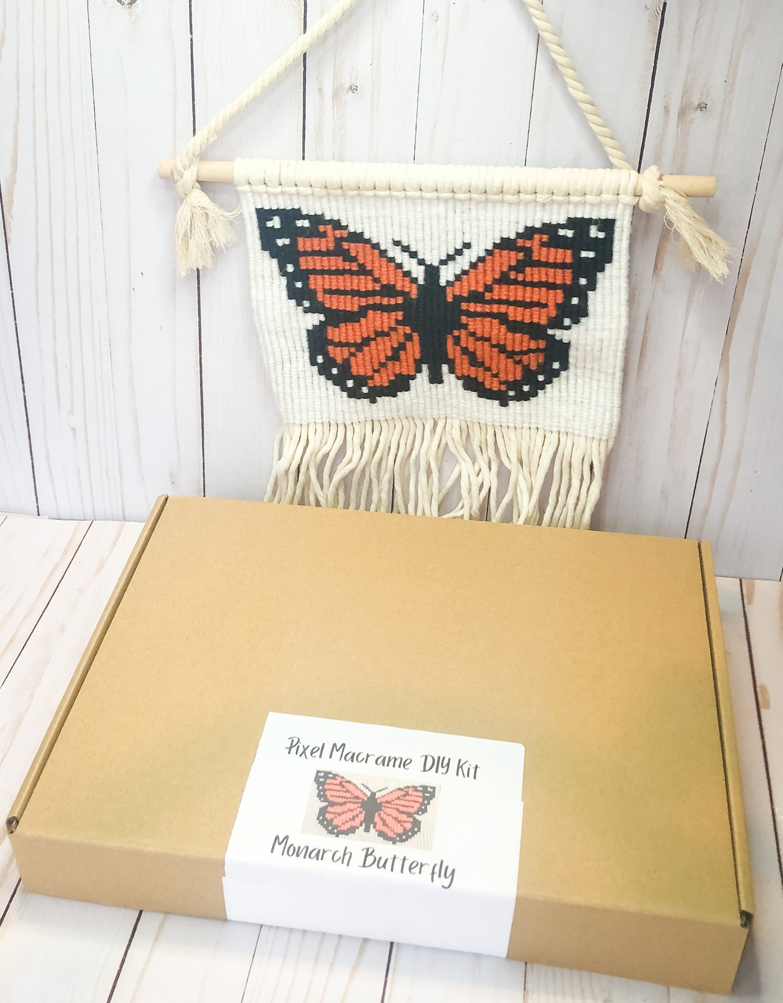 Monarch Butterfly Pixel Macrame DIY Craft Kit Large - Etsy