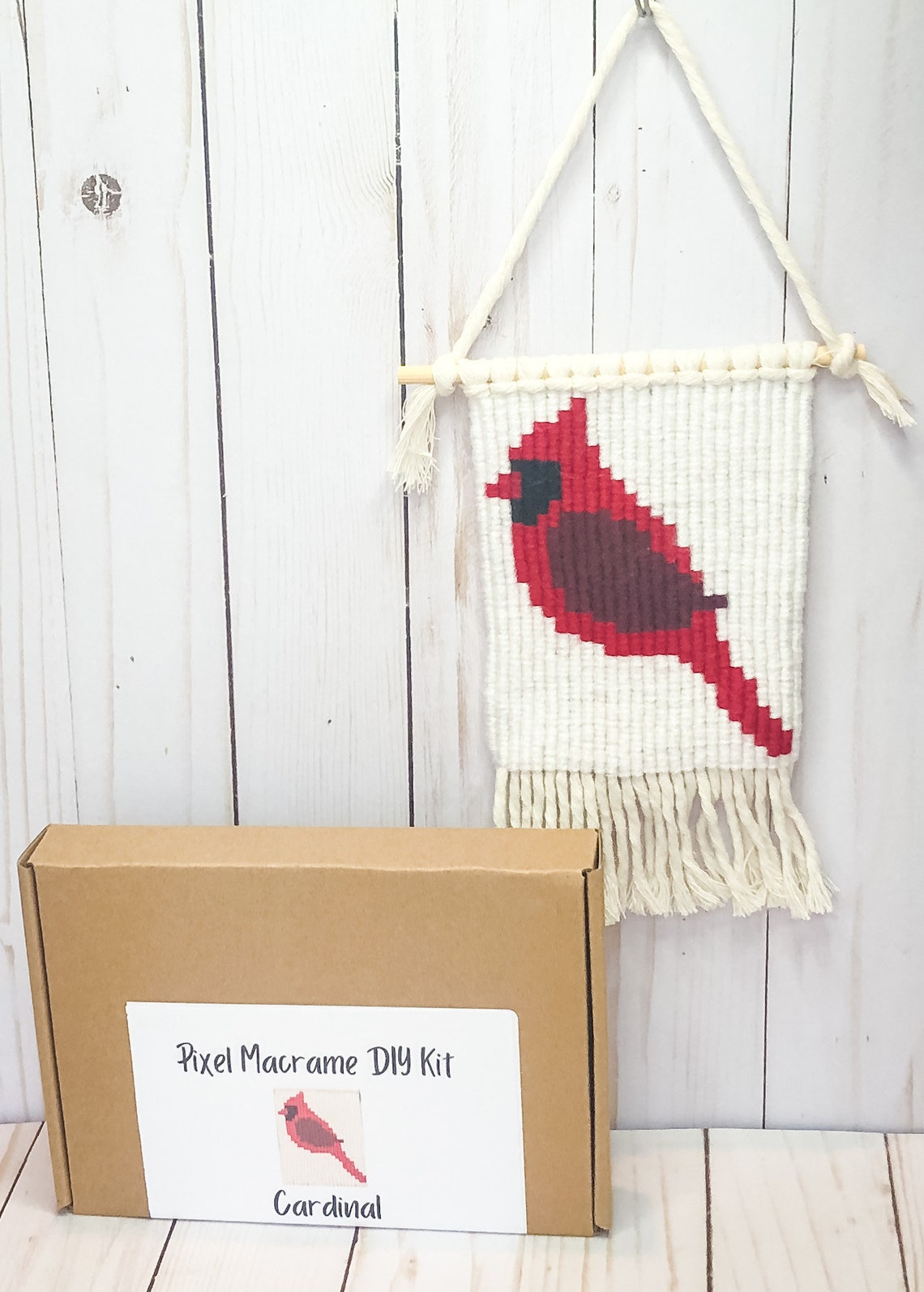 Cardinal Pixel Macrame DIY Craft Kit Small - Etsy