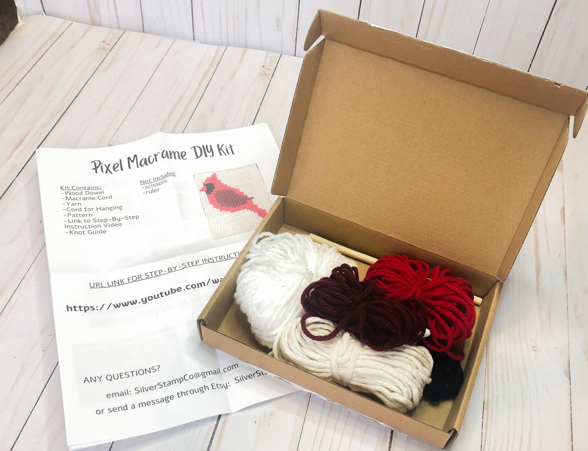 Cardinal Pixel Macrame DIY Craft Kit Small - Etsy