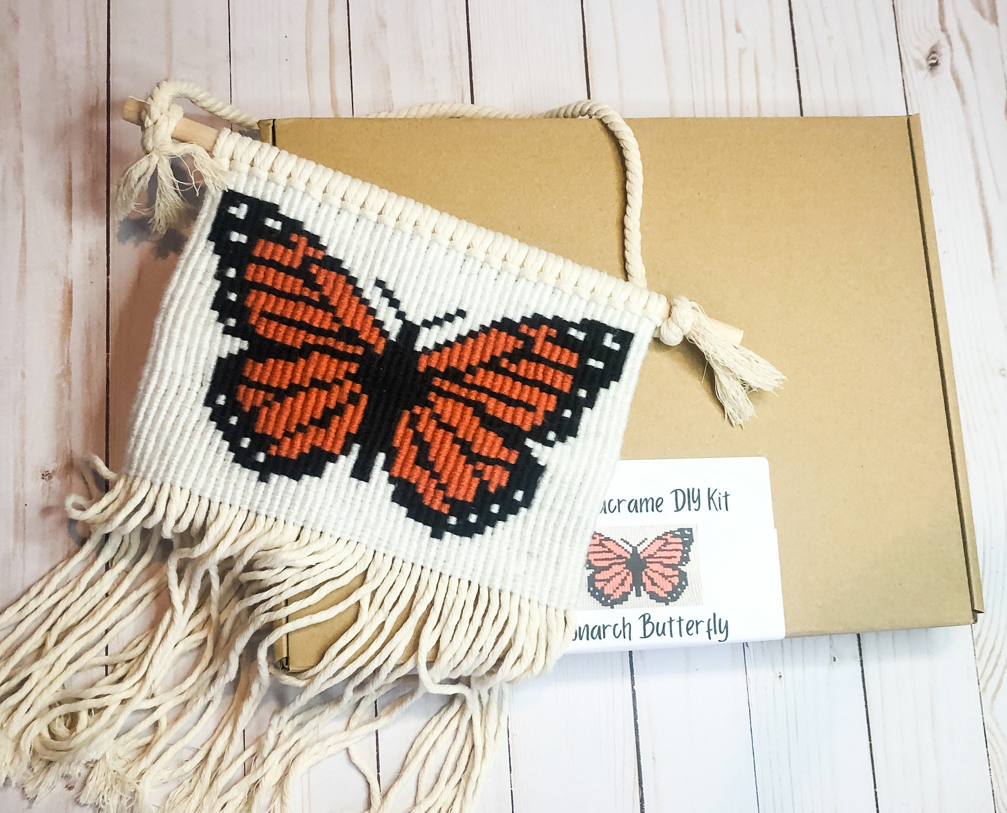 Monarch Butterfly Pixel Macrame DIY Craft Kit Large - Etsy