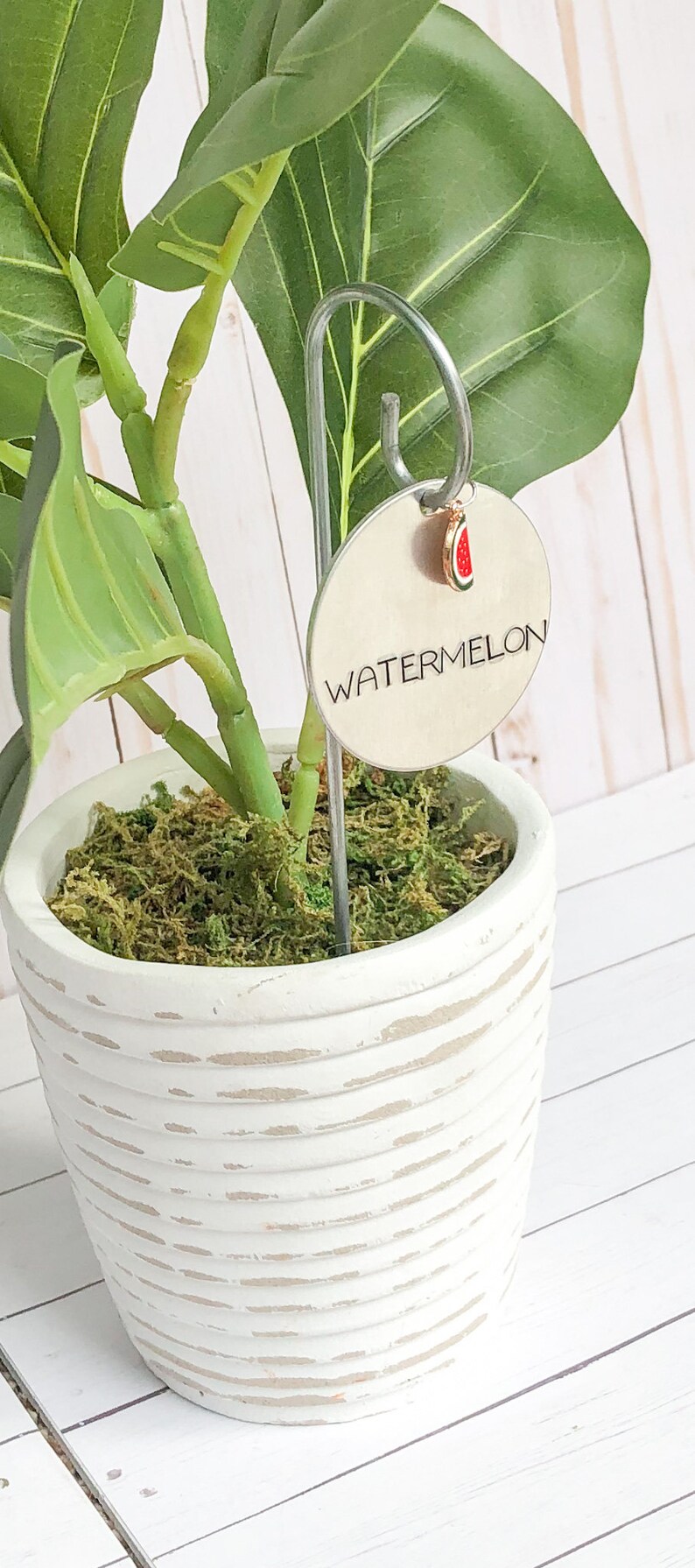 Watermelon Plant Label, Hanging Garden Stake Sign, Herb Marker, Metal ...