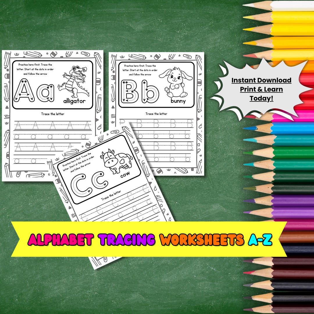Alphabet Tracing Worksheets, Letter Printable for Kids, Learn to Write ...