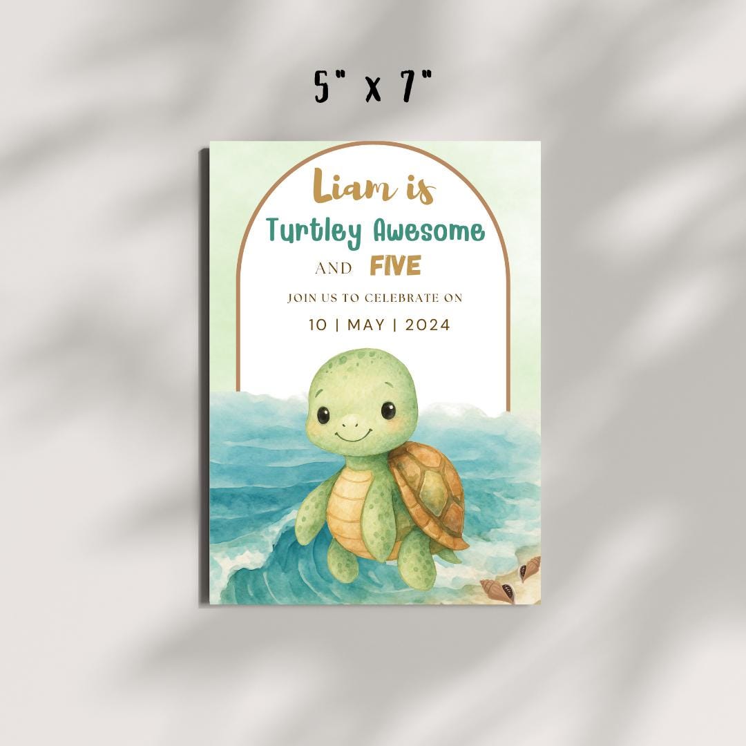 Turtle Party Invitation Turtle Birthday Invite Kids Birthday Invite ...