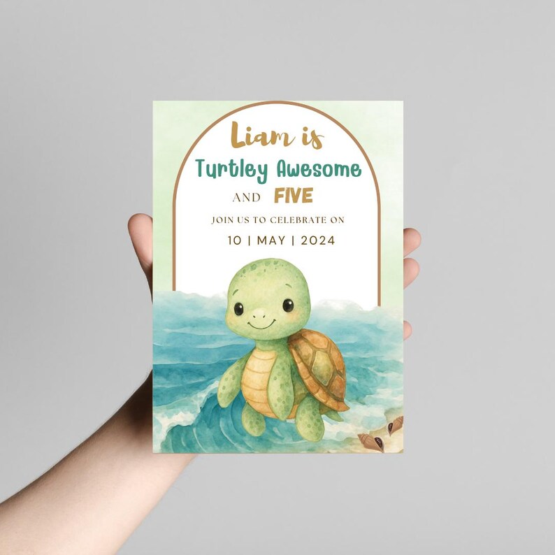 Turtle Party Invitation Turtle Birthday Invite Kids Birthday Invite ...