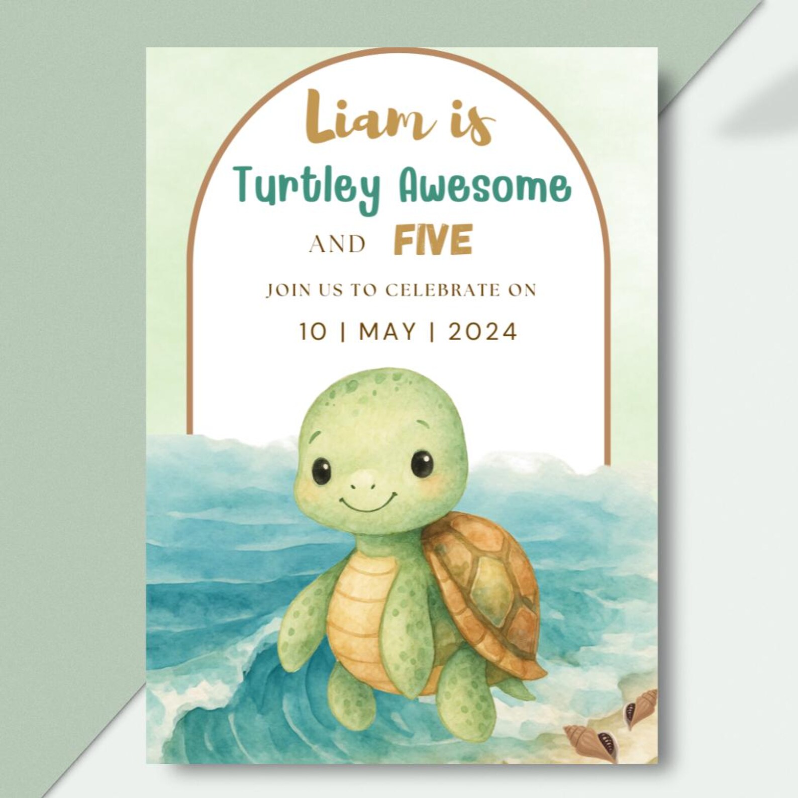 Turtle Party Invitation Turtle Birthday Invite Kids Birthday Invite ...
