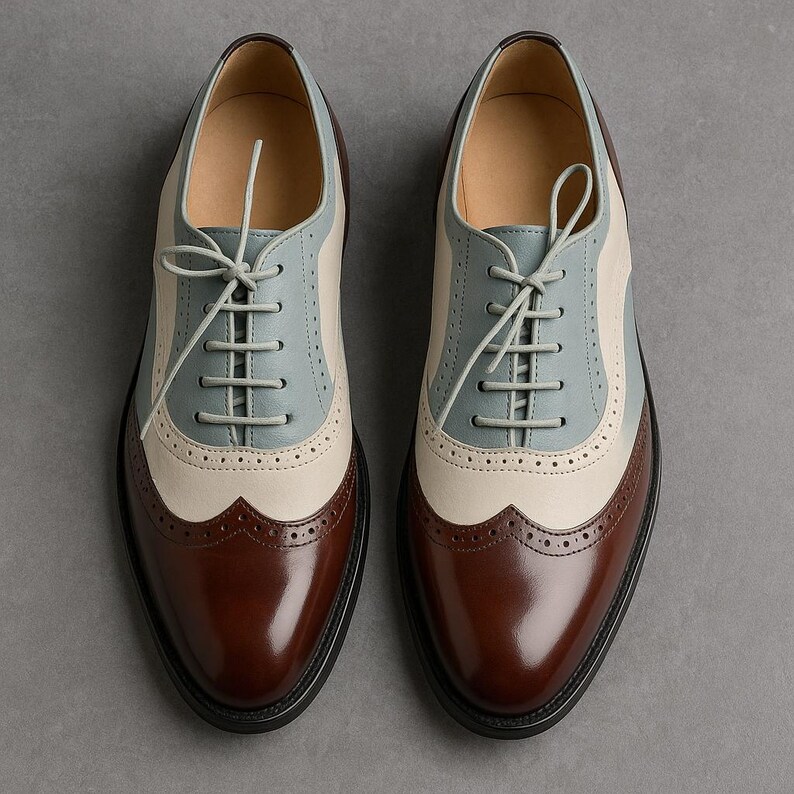 Handmade Two-tone Oxford Shoes | Vintage Style Leather Brogues for Men ...