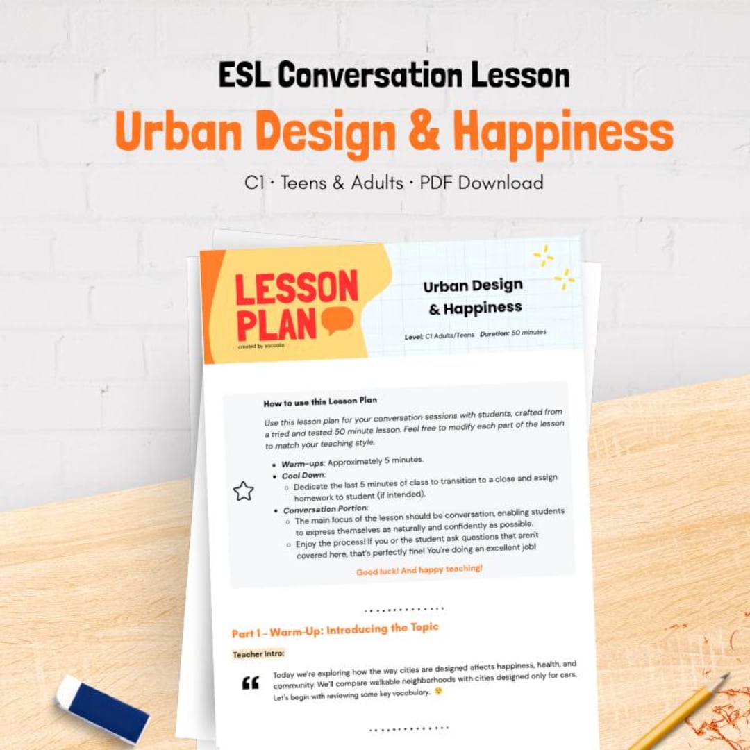 Urban Design & Happiness TEFL English Lesson - Conversation | CEFR ...