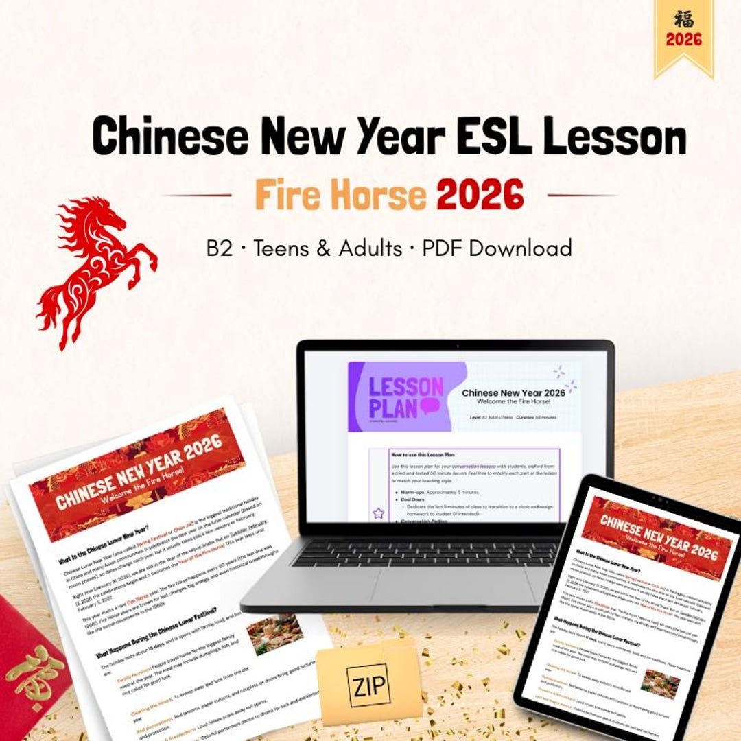 Chinese New Year ESL Lesson: Fire Horse Discussion, B2 Level (PDF ...