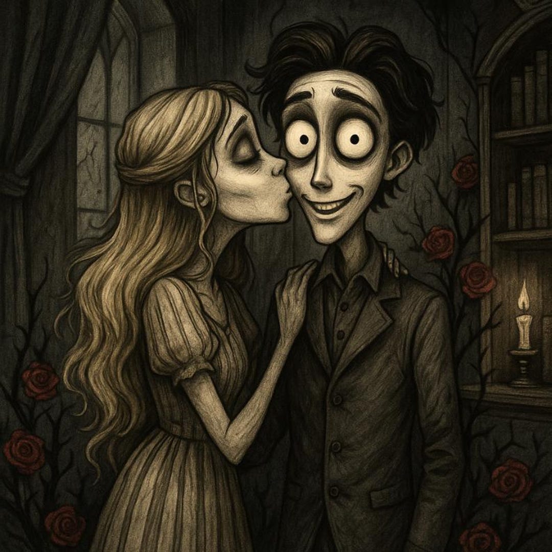 Tim Burton Style Custom Portrait: Gothic Art, Spooky Gift, Halloween ...