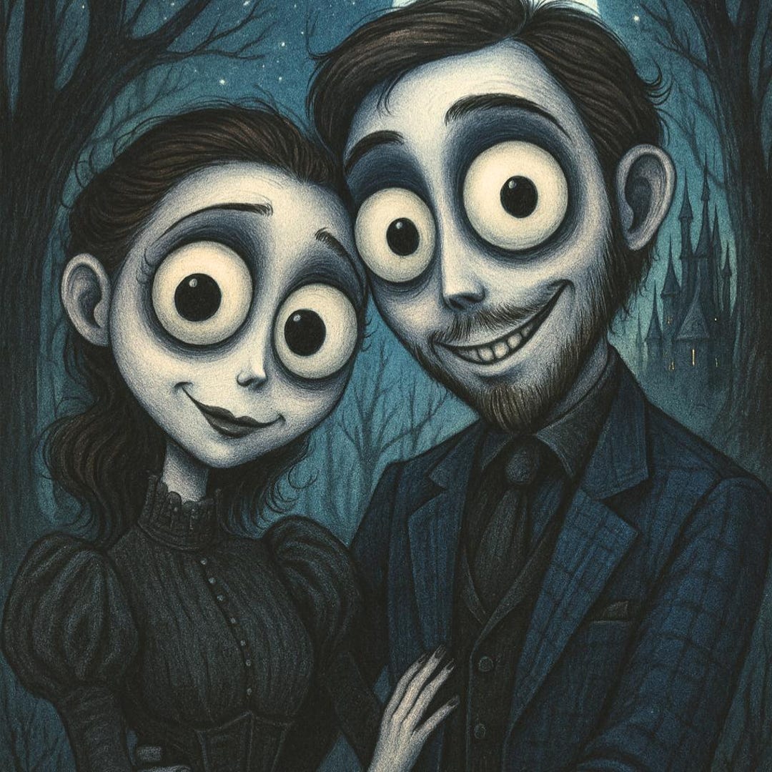 Tim Burton Style Custom Portrait: Gothic Style Portrait, Custom Gothic ...