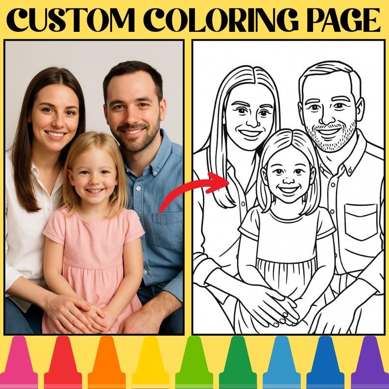 Custom Photo Coloring Page: Personalized Portrait Art (digital Download ...