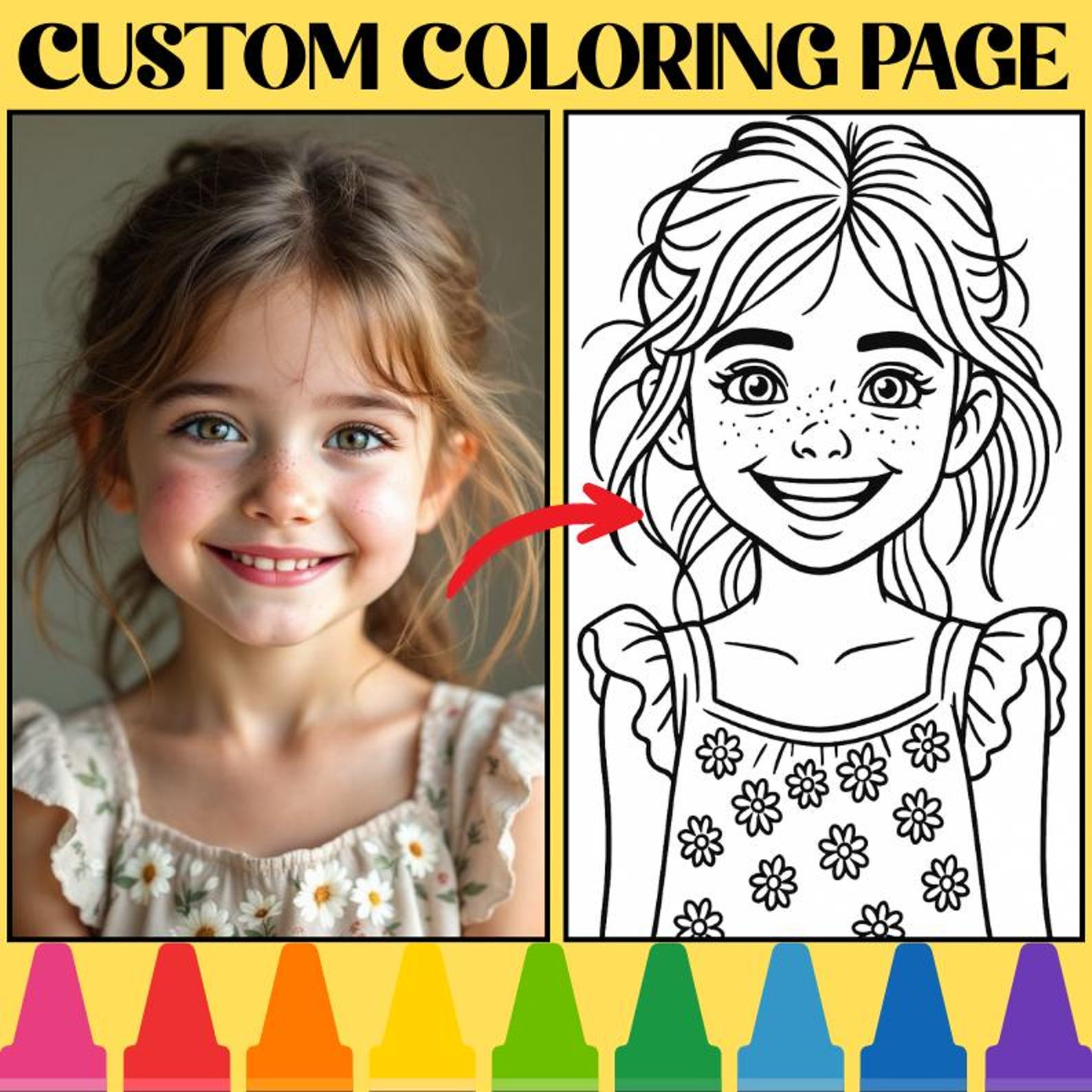 Custom Photo Coloring Page: Personalized Portrait Art (digital Download ...