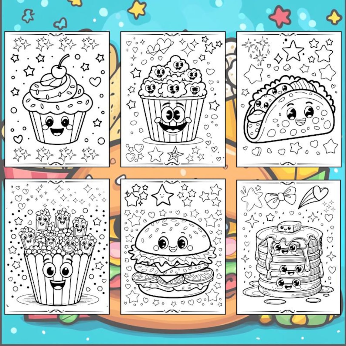 100 Cute Kawaii Food Coloring Pages, 100 Kawaii Coloring Pages for Kids ...