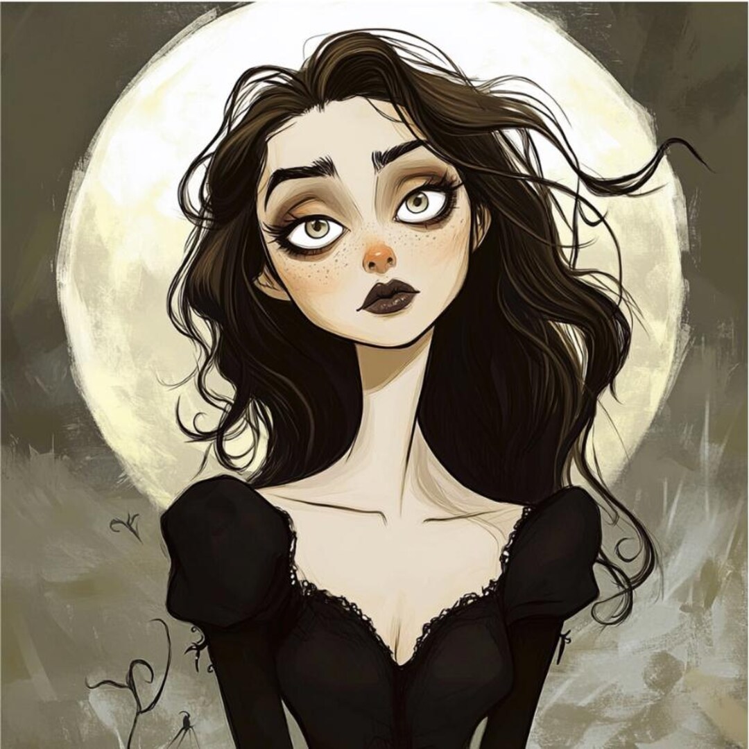 Tim Burton Style Custom Portrait: Gothic Digital Art (digital Download ...