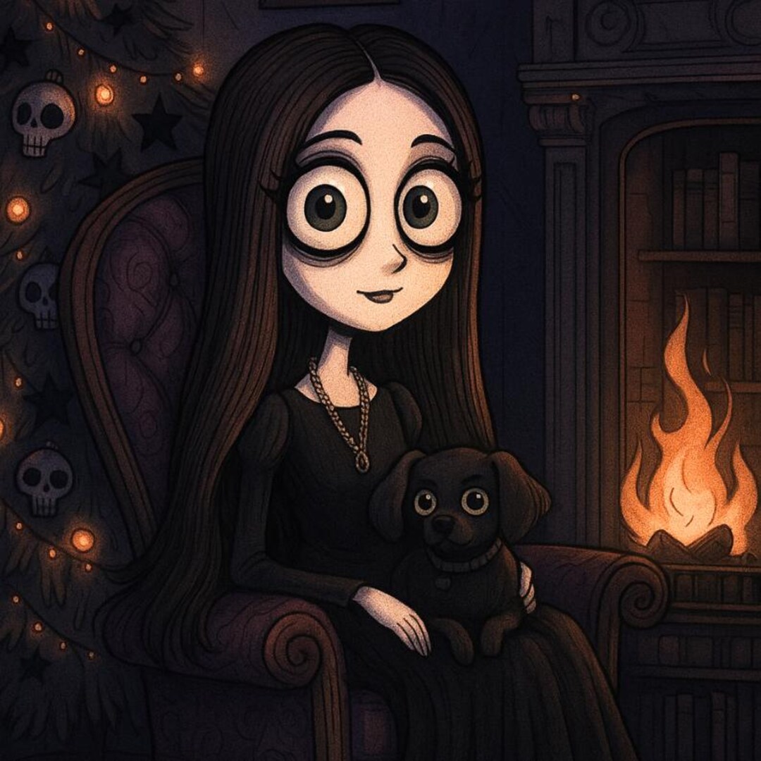 Tim Burton Style Custom Pet Portrait: Spooky Gothic Art (digital ...