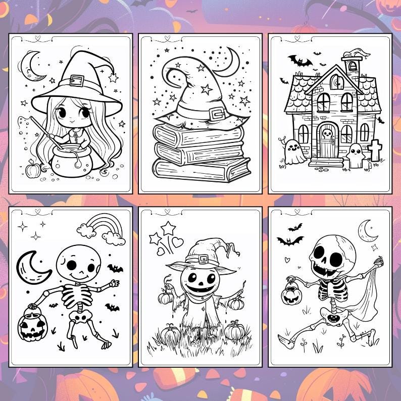 Cute Halloween Kawaii Coloring Pages, Halloween Coloring Pages for Kids ...