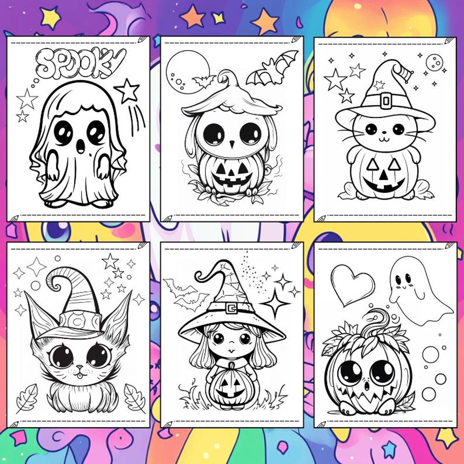 200 Halloween Kawaii Coloring Pages, Halloween Coloring Pages for Kids ...