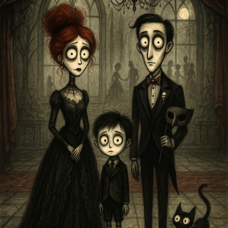 Tim Burton Style Custom Portrait: Gothic Home Decor, Halloween Portrait ...