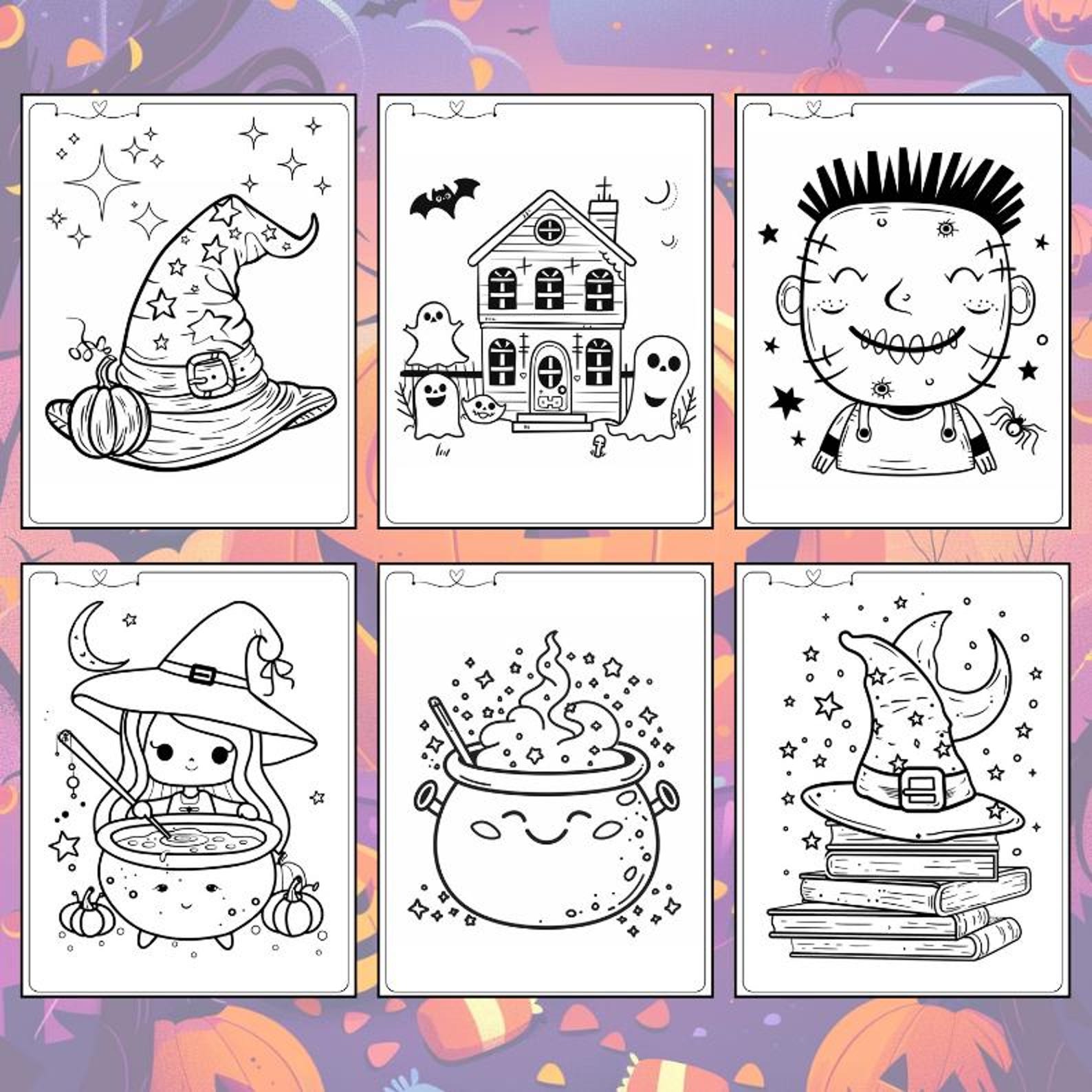 Cute Halloween Kawaii Coloring Pages, Halloween Coloring Pages for Kids ...