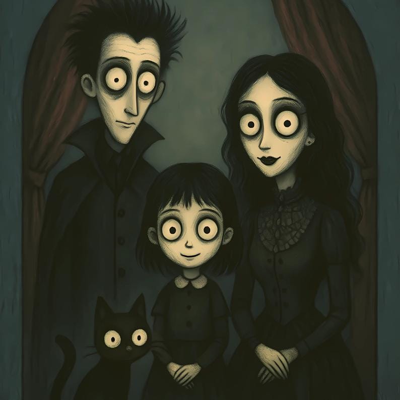 Tim Burton Style Custom Portrait: Gothic Art, Spooky Gift (digital ...