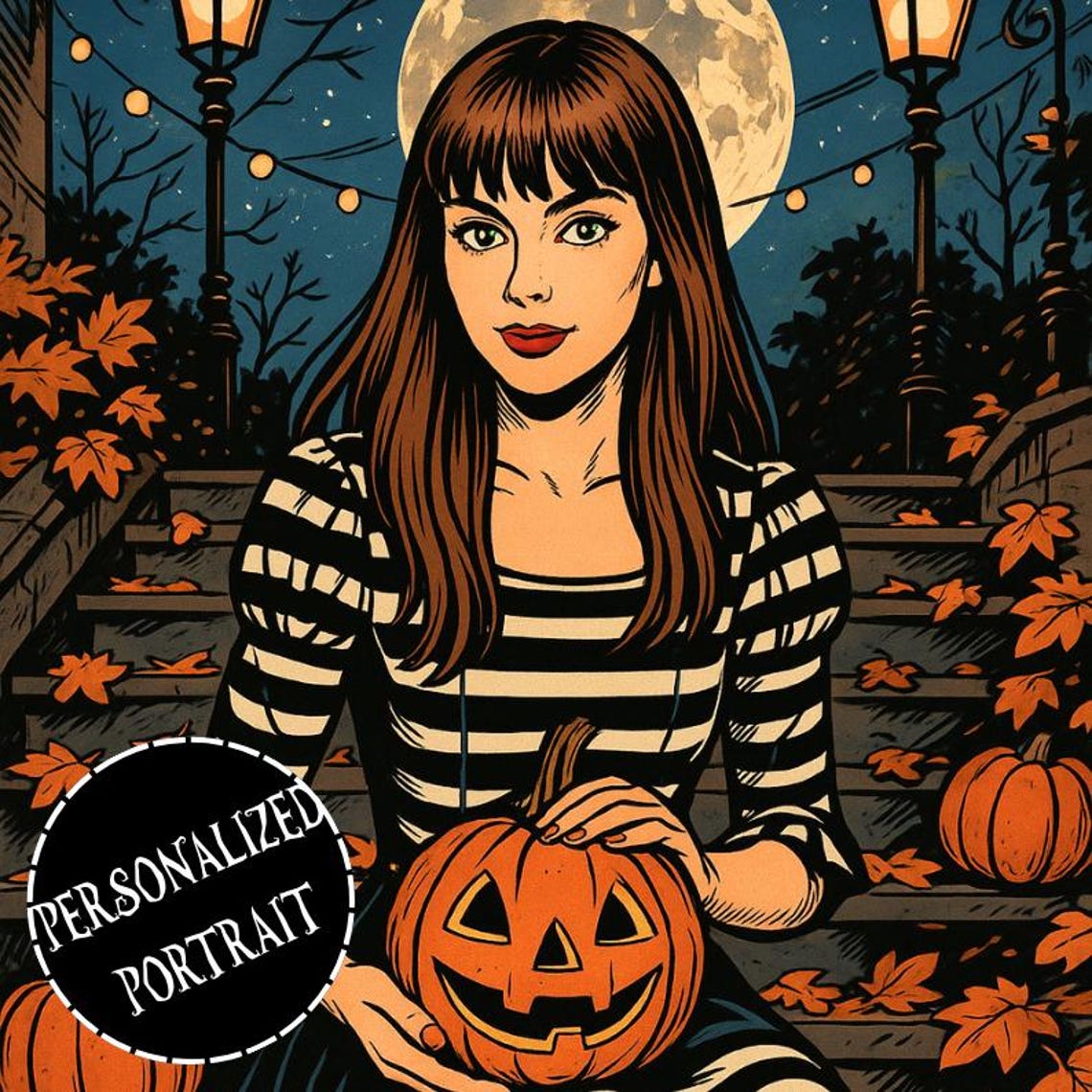 Personalized Halloween Comic Portrait: Retro Pop Art Illustration ...