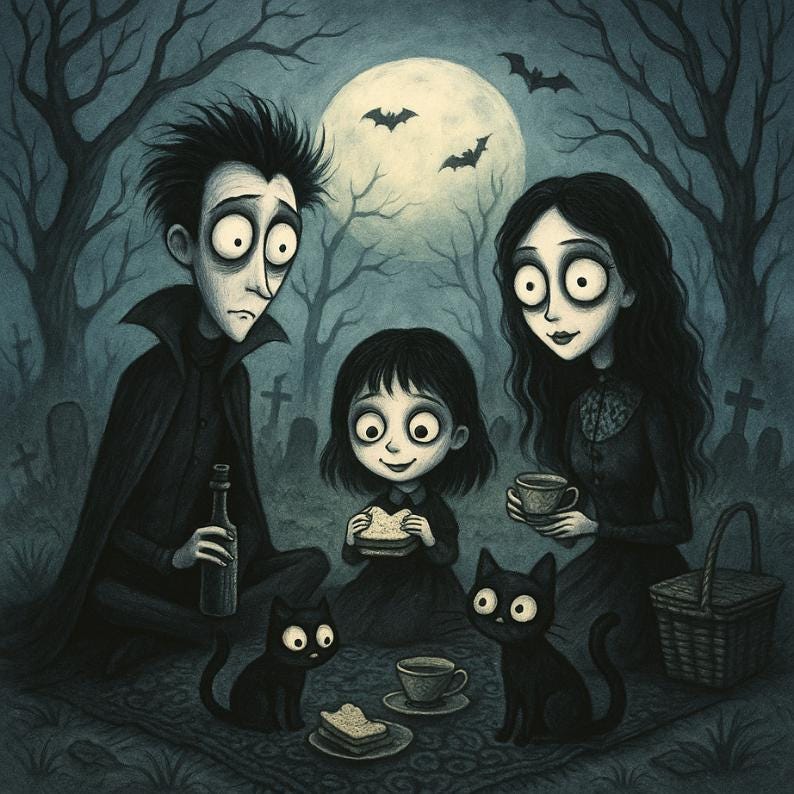 Tim Burton Style Custom Portrait: Gothic Art, Spooky Gift, Halloween ...
