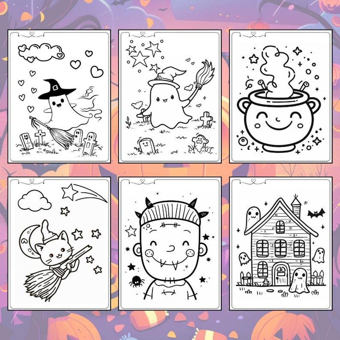 Cute Halloween Kawaii Coloring Pages, Halloween Coloring Pages for Kids ...