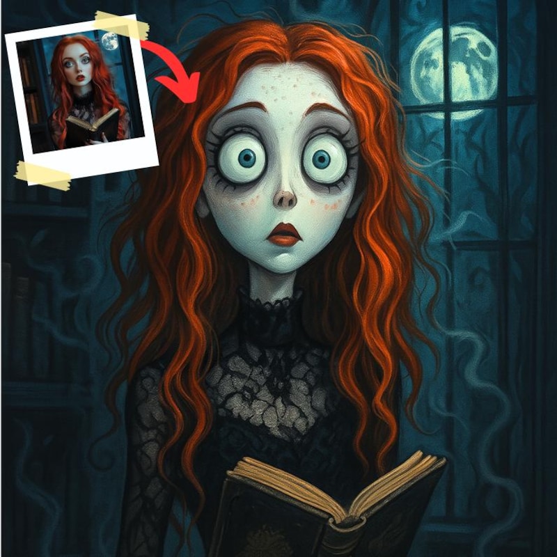 Tim Burton Style Portrait - Etsy New Zealand