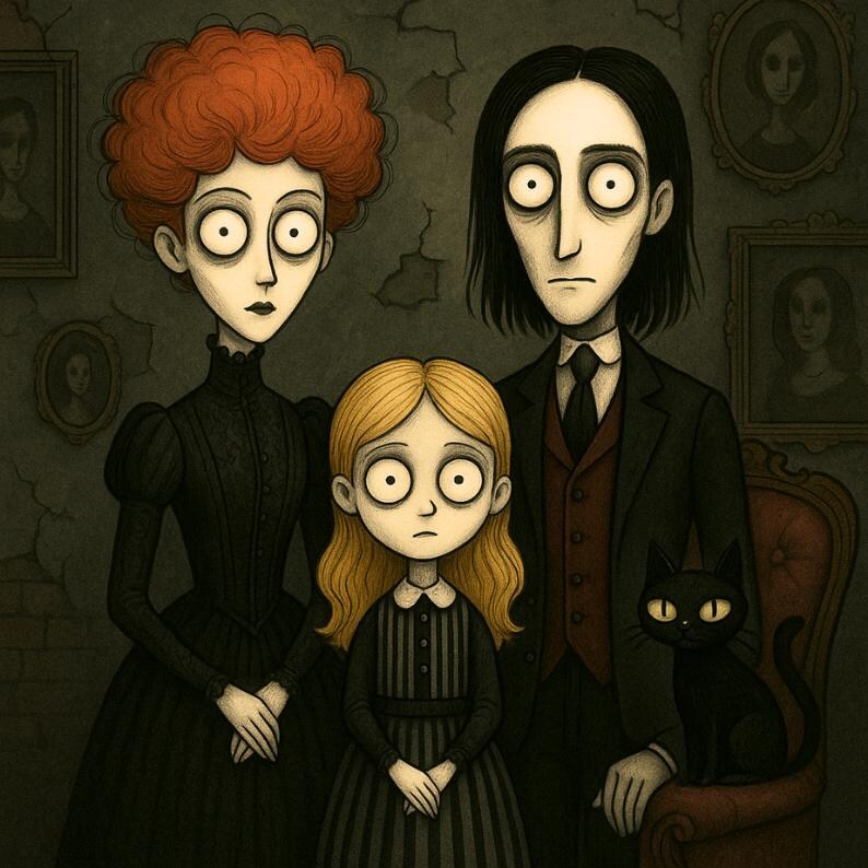 Tim Burton Style Custom Portrait: Gothic Art, Spooky Gift (digital ...