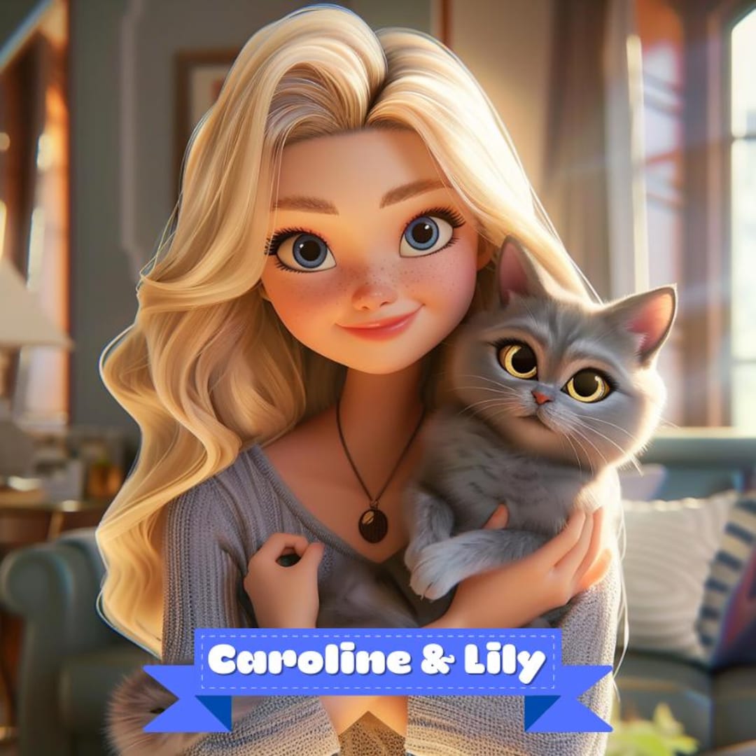Custom Pixar Style Pet & Owner Portrait: Personalized Cartoon ...