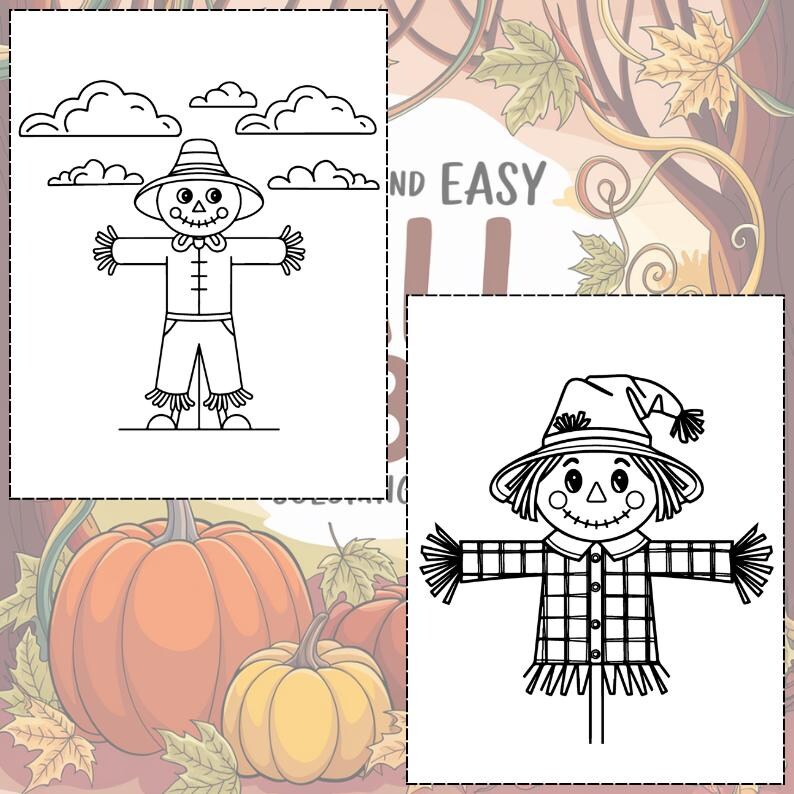Fall Coloring Pages for Kids, Printable Autumn Coloring Book, Autumn ...