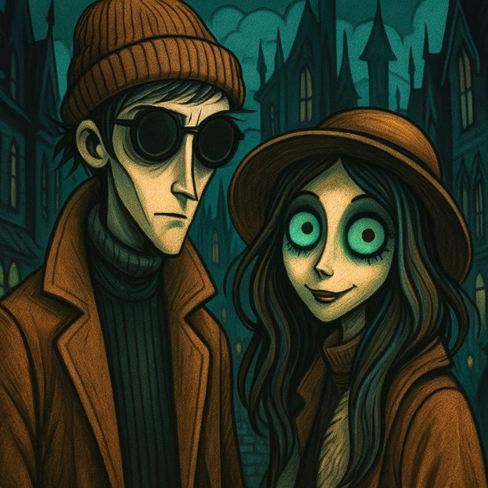 Tim Burton Style Custom Portrait: Gothic Digital Art (digital Download ...
