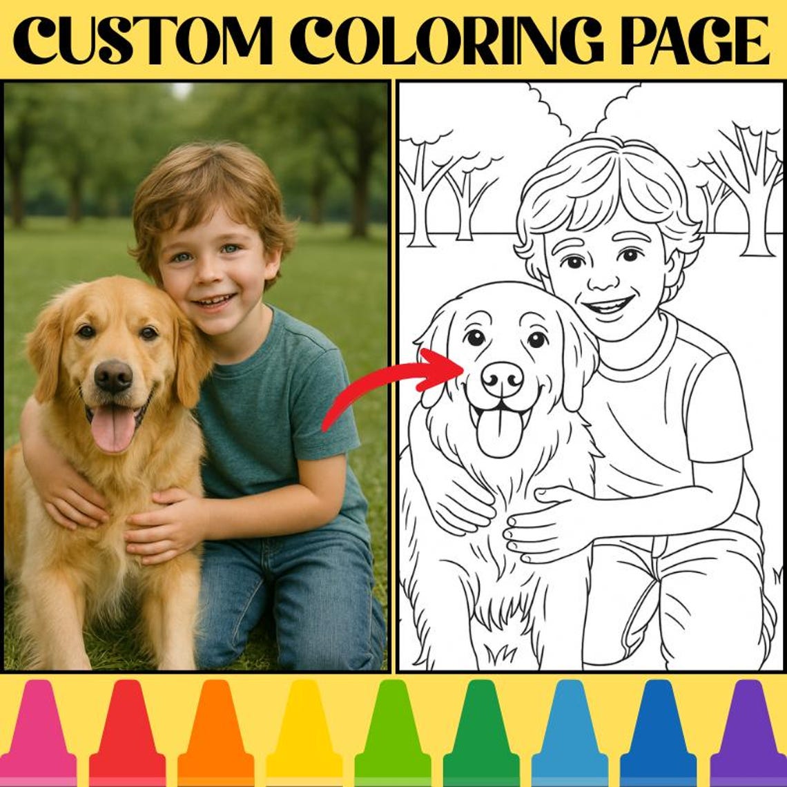 Custom Photo Coloring Page: Personalized Portrait Art (digital Download ...