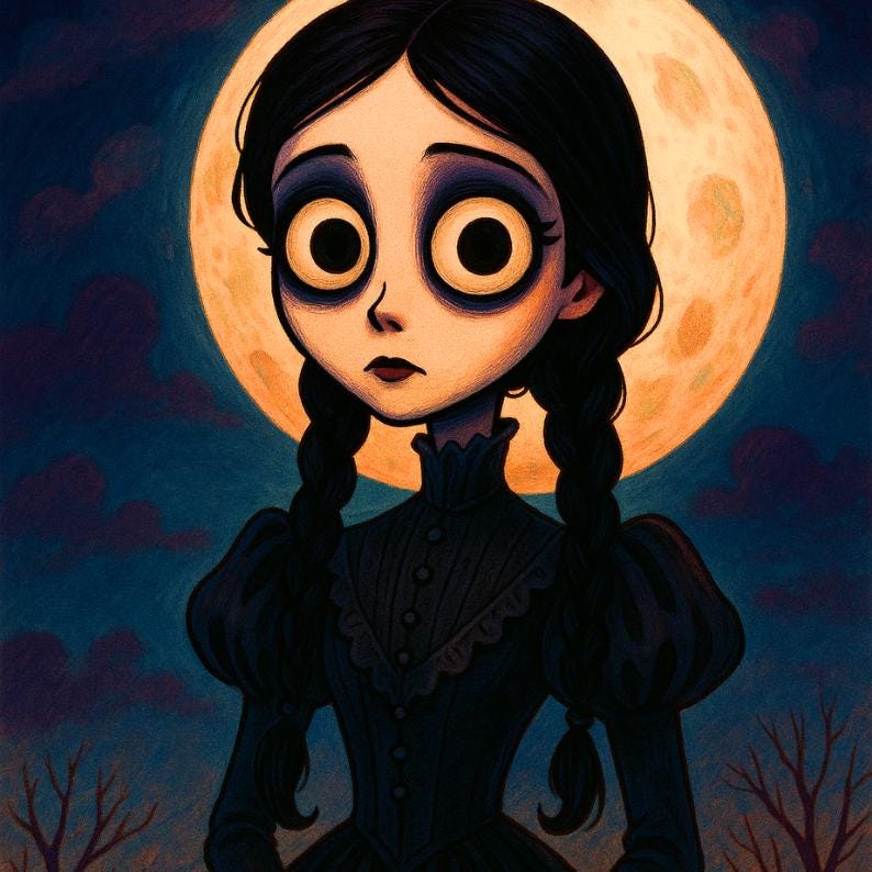 Tim Burton Style Custom Portrait: Gothic Art, Spooky Gift, Halloween ...