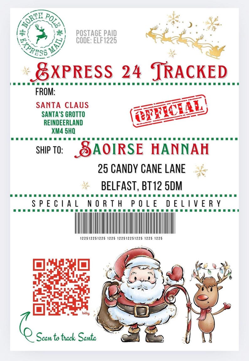Editable Christmas Shipping Label Template – Printable Holiday Mail ...