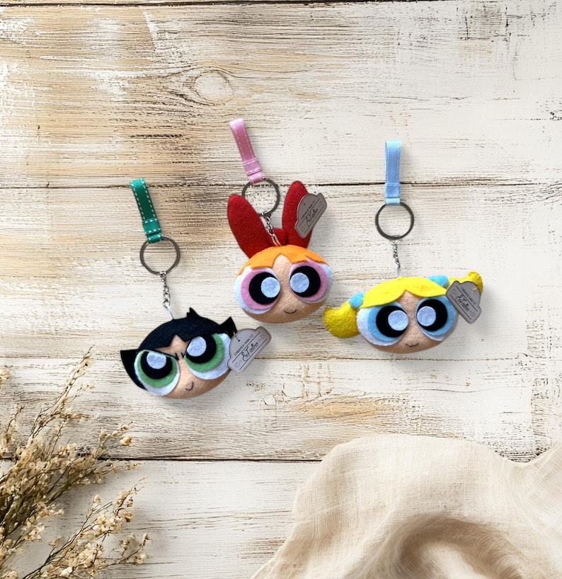 Box: Powerpuff Girls Felt Keychains - Etsy