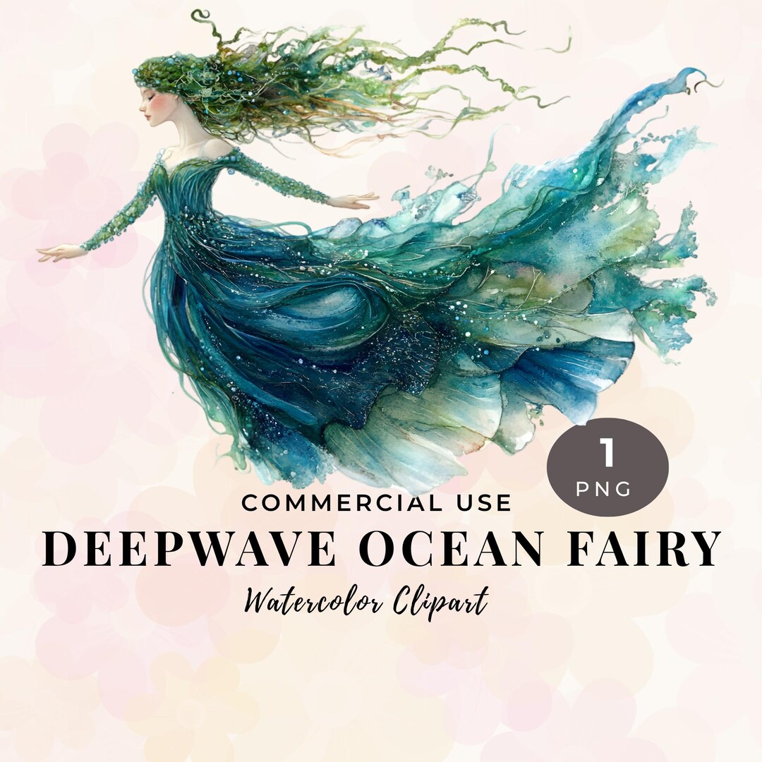 Watercolor Ocean Fairy Clipart: Enchanted Sea PNG (commercial Use ...
