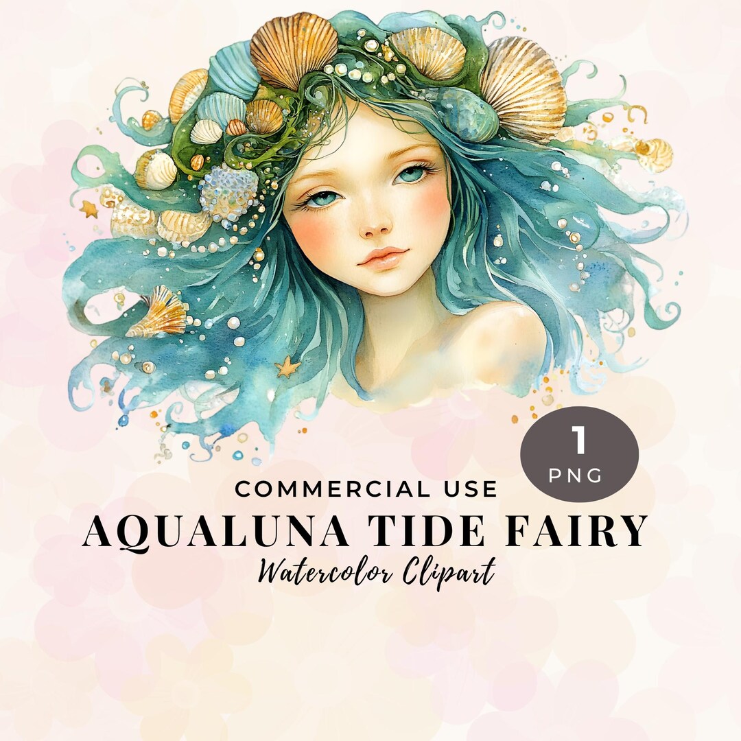 Watercolor Whimsical Sea Fairy Clipart, Aqua Breeze Fairy Tale ...