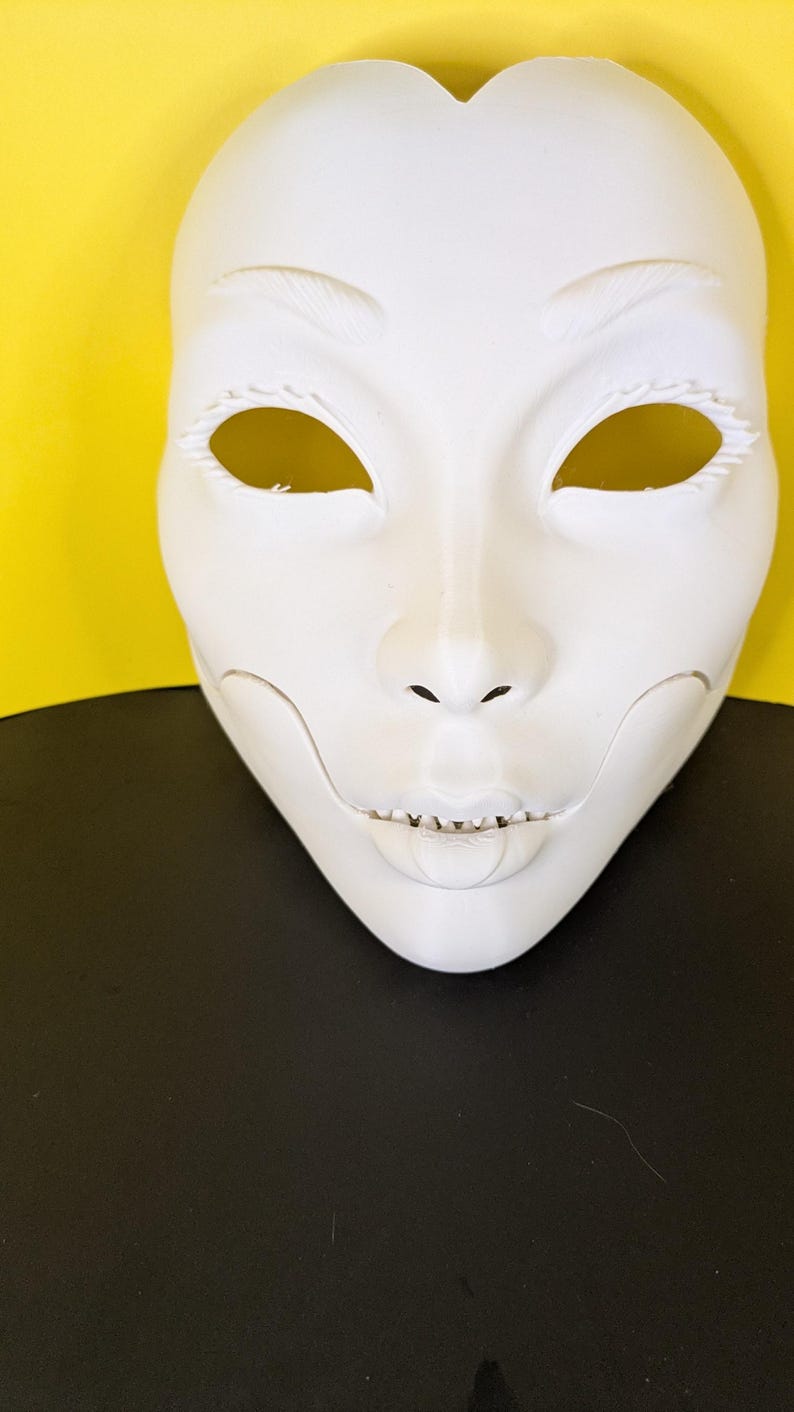 White Plain Geisha Mask With Hinged Jaw, Fully Paintable. Cosplay ...