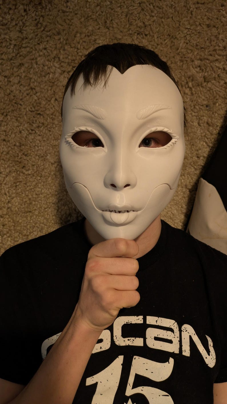 White Plain Geisha Mask With Hinged Jaw, Fully Paintable. Cosplay ...