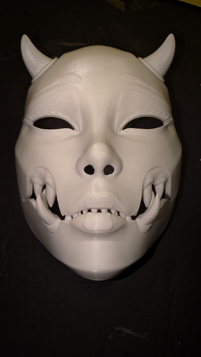 Fanged and Horned Geisha Mask, Horror Mask, Nightmare Mask, Halloween ...